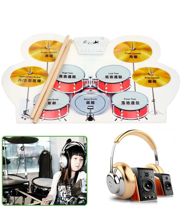 New KONIX USB MIDI Drum Kit PC Desktop Silicone Roll Up Drum MD1008 ...