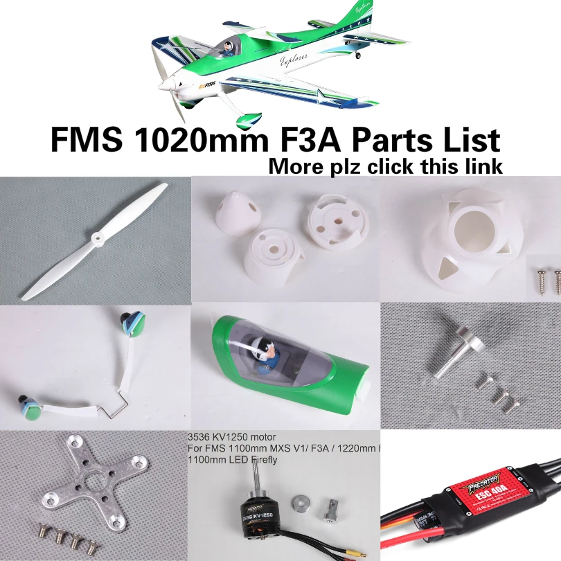 Fms 1020mm 1.1m F3a Explorer Parts List Propeller Spinner Cowl Motor ...