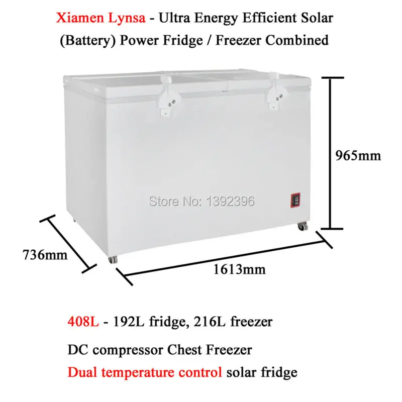 408L DC compressor Chest Freezer Ultra Energy Efficient Solar Battery ...