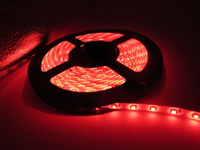 5M 60LEDs/m Flexible RED LED Strip 2835 SMD Light Red Color Waterproof ...