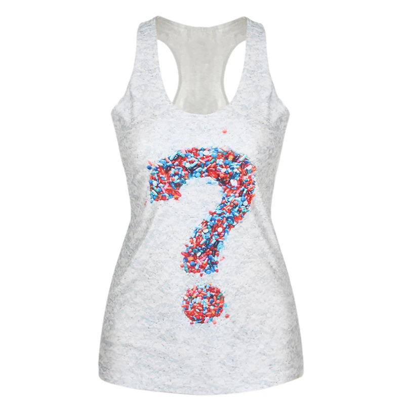 Novelty question mark print women tank tops fashion girl summer dress ...
