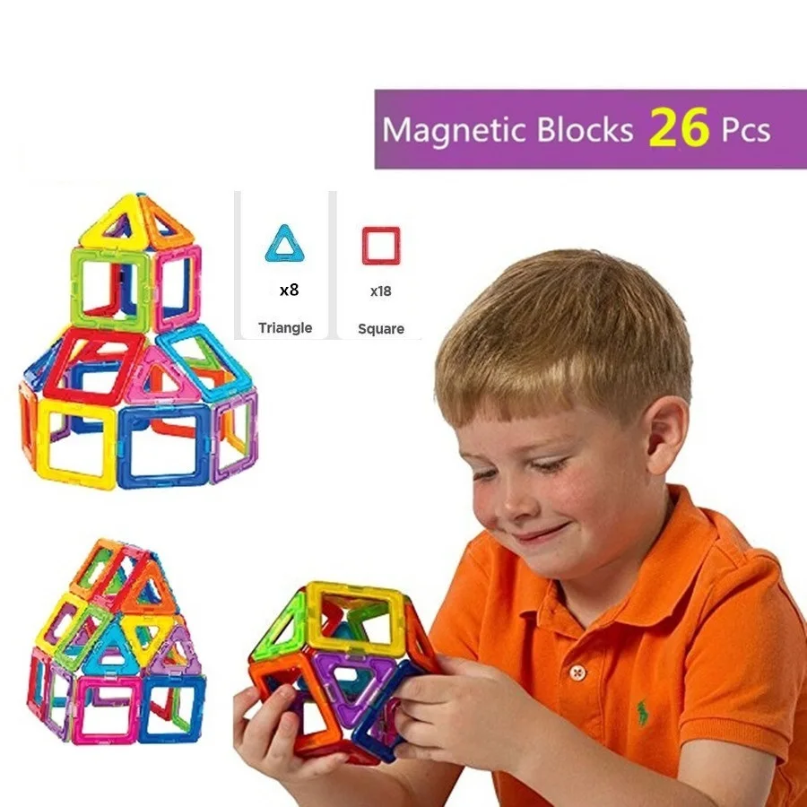 26pcs Rainbow Sets Construction Building Blocks Magnetic Blocks ...
