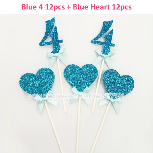 24 piezas brillo número 4 cupcakes Toppers bebé cuatro años de edad ...