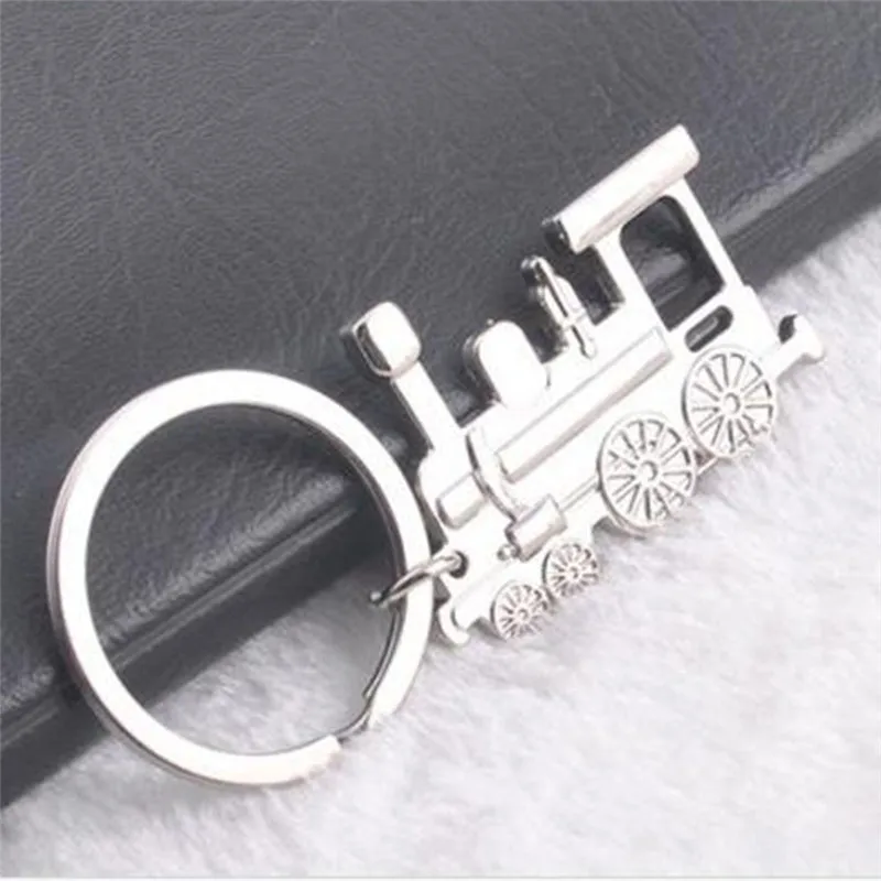 PINKSEE Creative Silver Color Steam Train Locomotive Design Key Chain ...