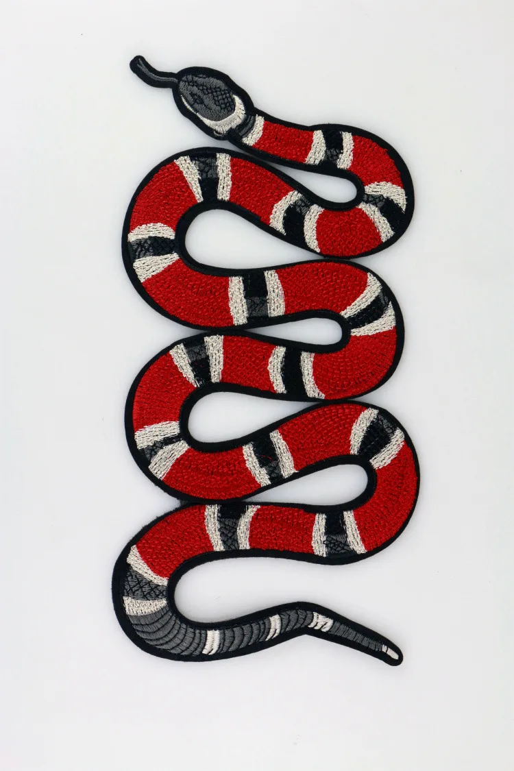 2019 Big Red Snake Patch With glue Sewing On Embroidered Patch for ...
