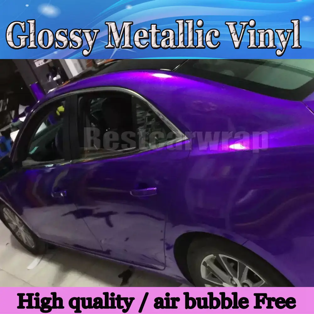 Envoltura de vinilo para coche, papel metálico brillante, color morado ...