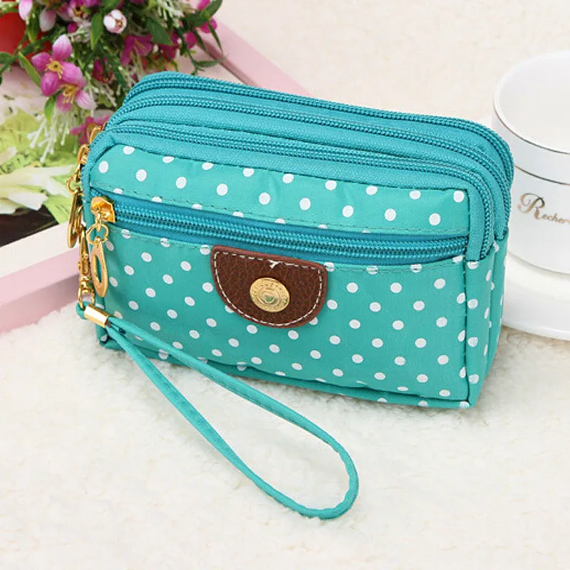 The new multi functional fashion casual dot canvas four cute zipper ...
