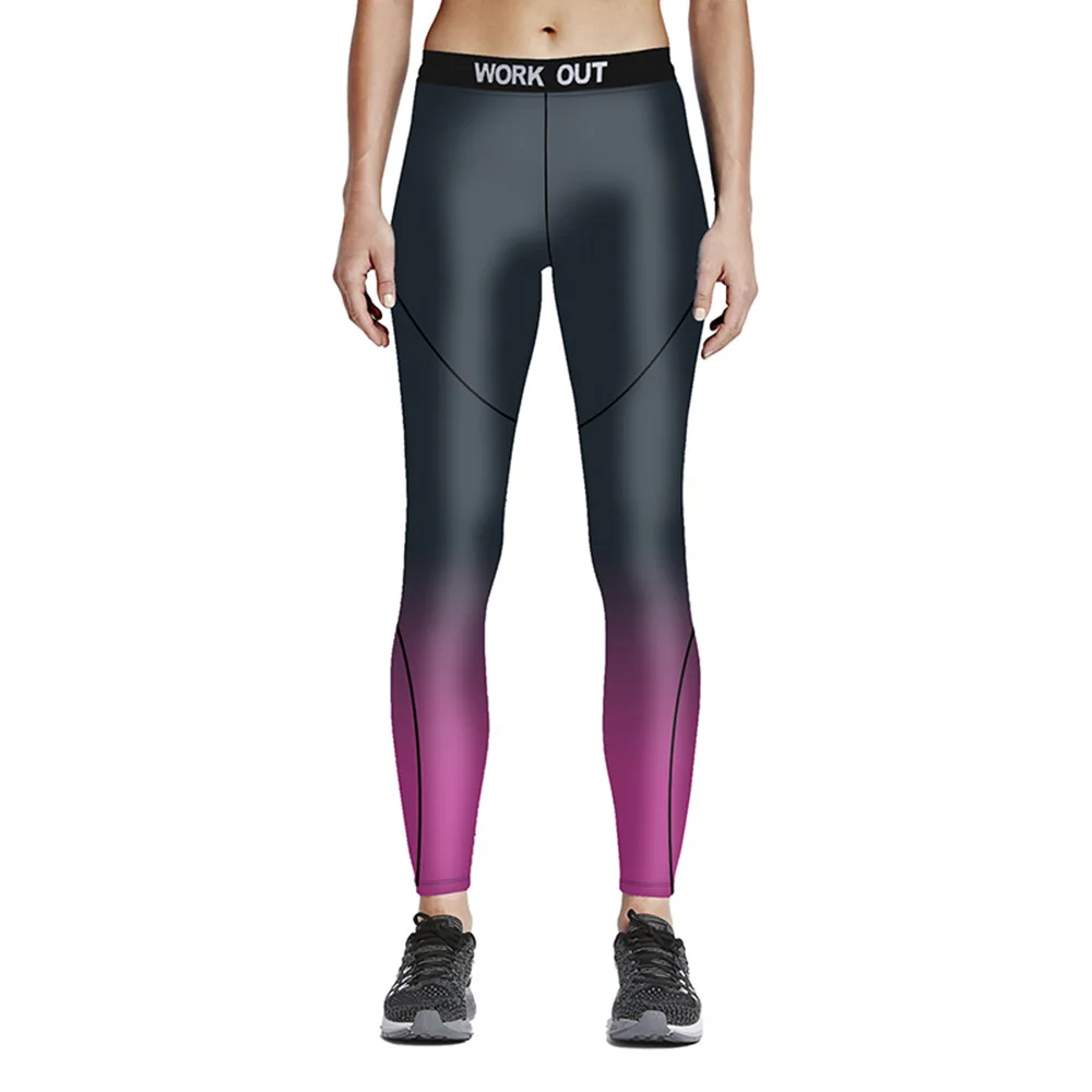 3d Print Sporting Leggings Women Work Out Rose Red Gradient Color