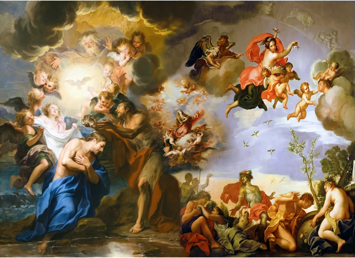 classical-religion-figure-angels-water-fly-sky-oil-painting-canvas ...