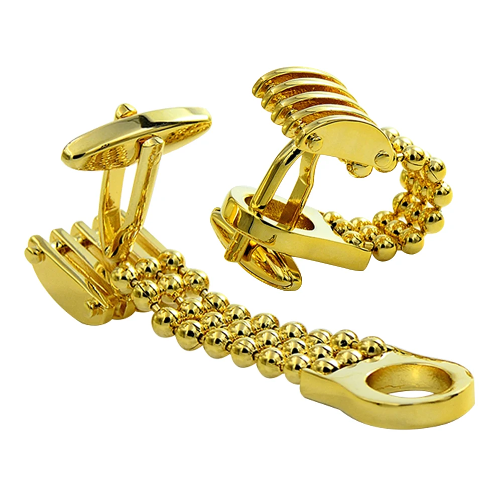 Luxury men's&women's unique gold&silver chain cufflinks novelty French ...