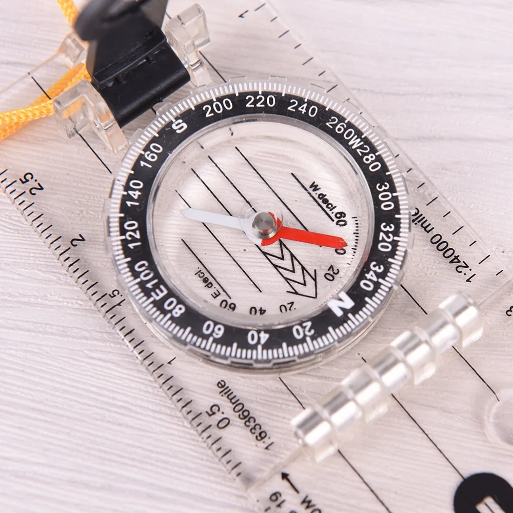 Travel Baseplate Ruler Compass Map Ruler Folding Compass Multifunctional Outdoor Hiking Camping