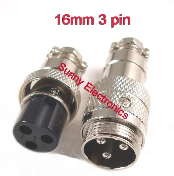 Free Shipping 10pair 3 Pin Male & Female Diameter 16mm Wire Panel ...