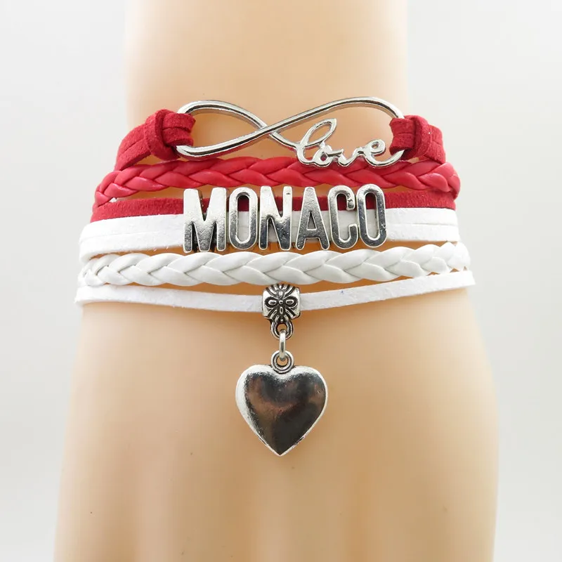 Infinity Love Monaco Bracelet Heart Charm Monaco National Flag ...