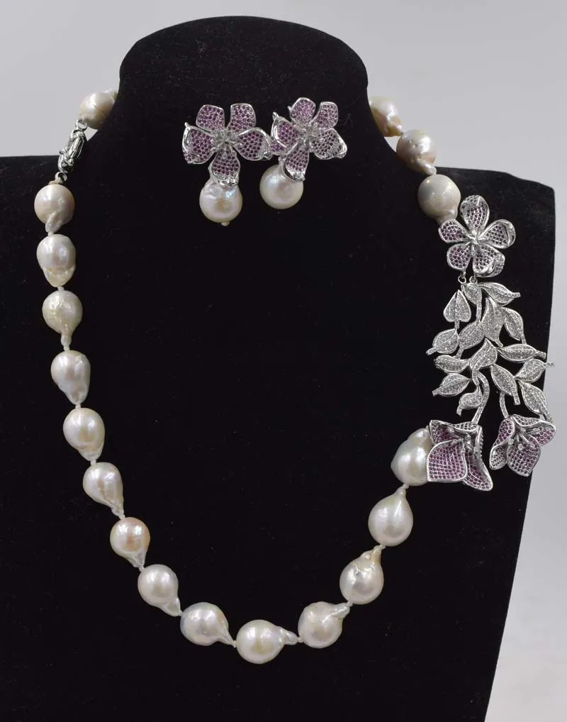 Freshwater Pearl White Reborn Keshi Baroque Necklace And Nature 19inch
