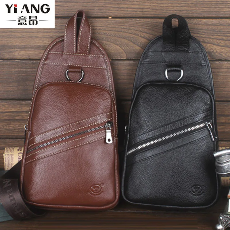 New Men's Genuine Leather Vintage Sling Chest Pack Travel Cross Body ...