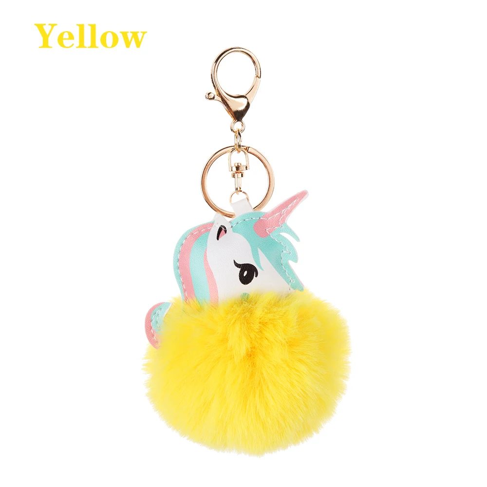 Pink Sweet Unicorn Key Chain Women Girl Keyring Car Key Holder Pompon ...