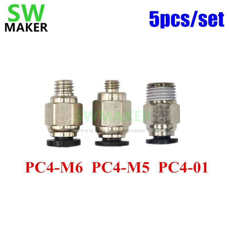 5pcs Pc4-m6 Pc4-m5 Pc4-01 Straight-through Type Pneumatic Push Pipe ...