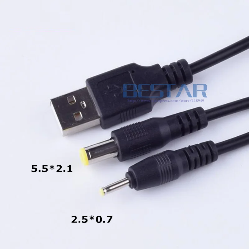 Usb a 5.5mm/2.1mm & 2.5mm/0.7mm 1 em 2 para fora dc divisor cabo 5 volts 2a dc tambor jack power ...