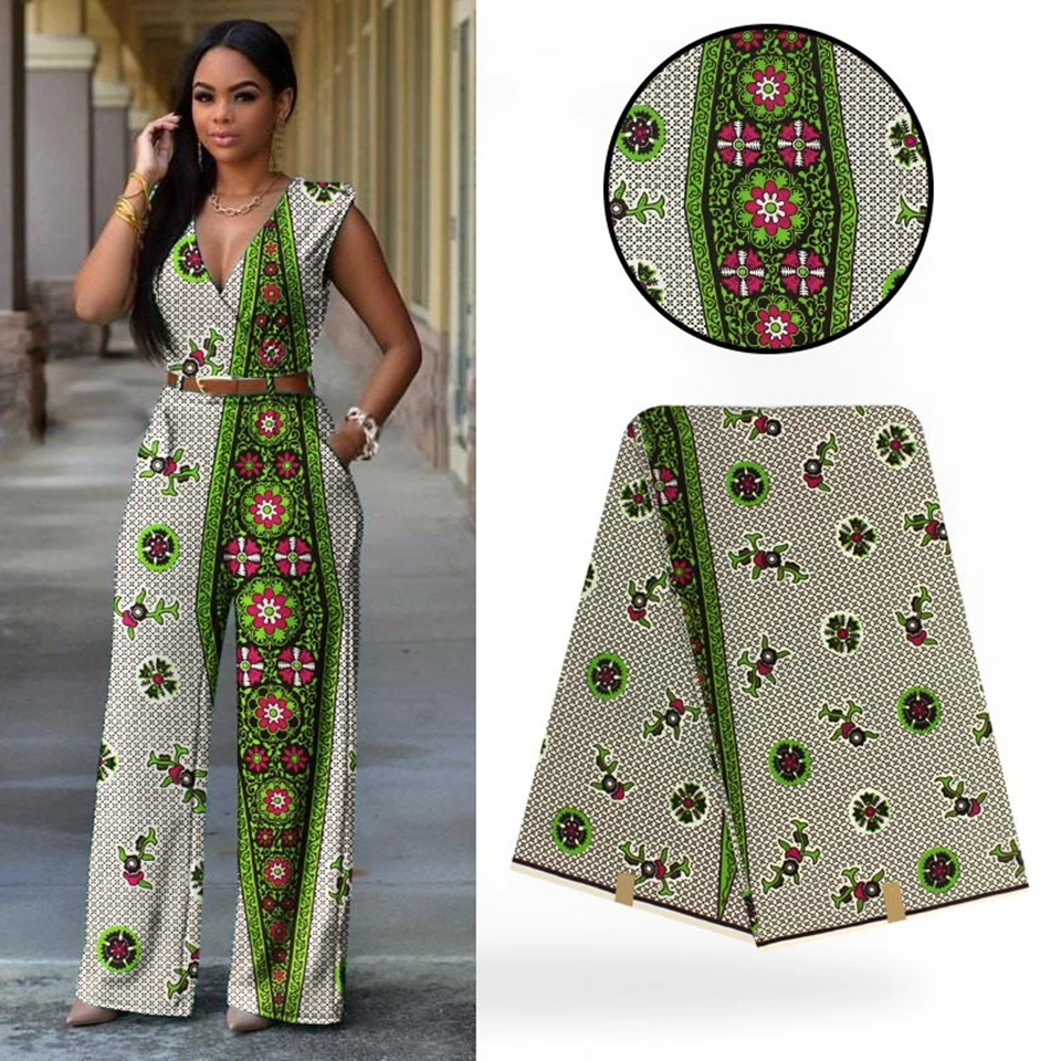 White Green African traditional fabrics,West Africa ankara wax fabric ...