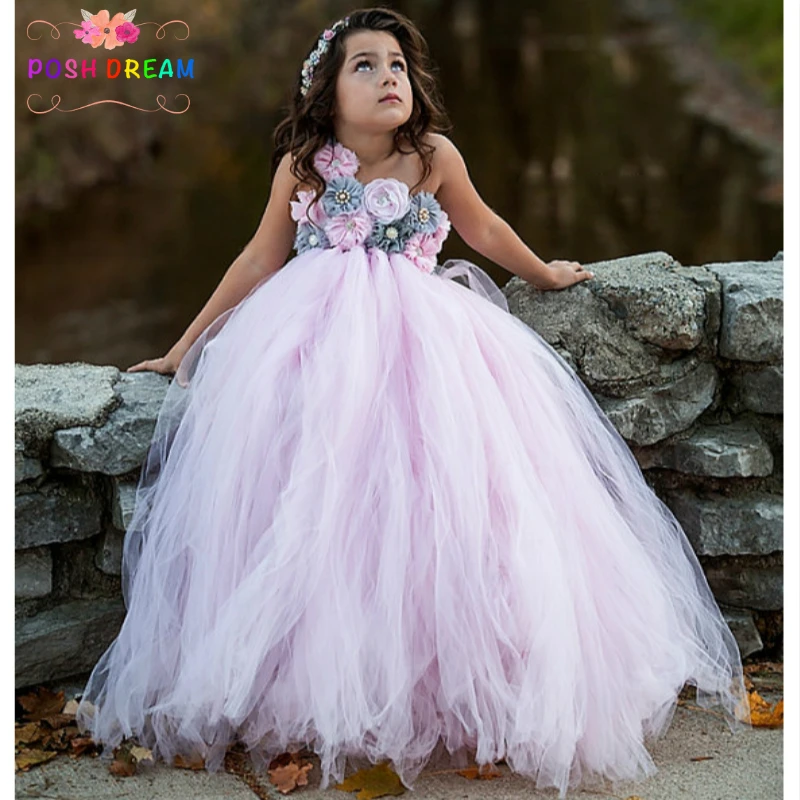 POSH DREAM Brand Girl Dress Princess Pink Flower Girl Dresses Beautiful ...