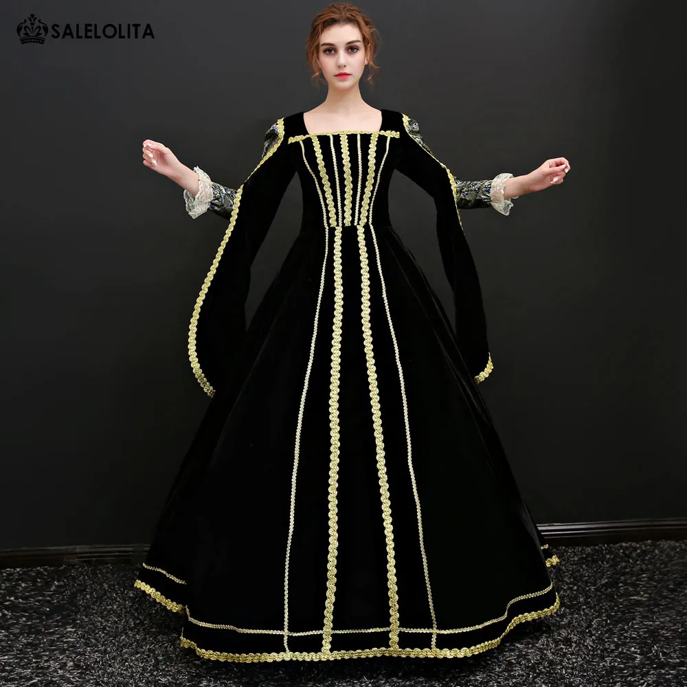 Halloween Dark Vampire Gothic Costume Carriage Gown Cinderella Theatre Fantasy Dresses In