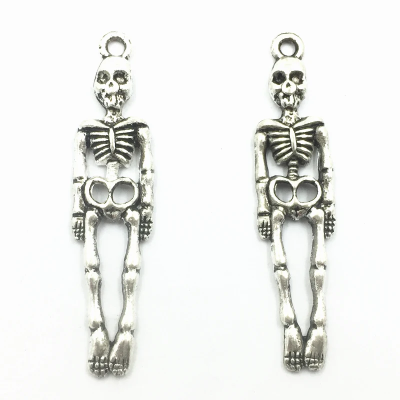 20Pcs Ancient Silver Tone Skeleton Halloween Metal Pendants For ...