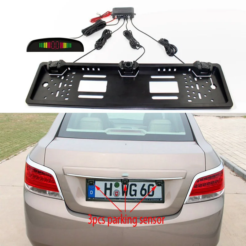 Car Parking Sensor Kit Auto Reversing Radar European License Plate ...