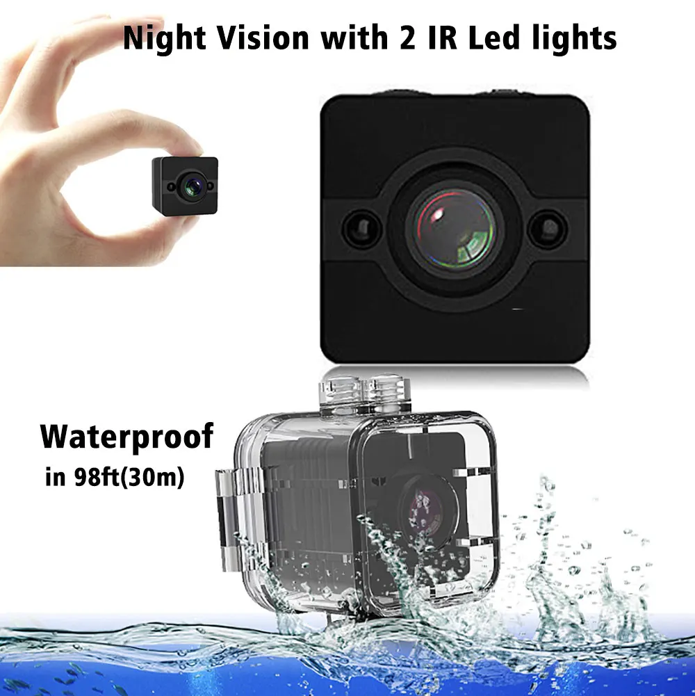 Mini câmera à prova d'água hd 1080p sq12, câmera esportiva com sensor ...
