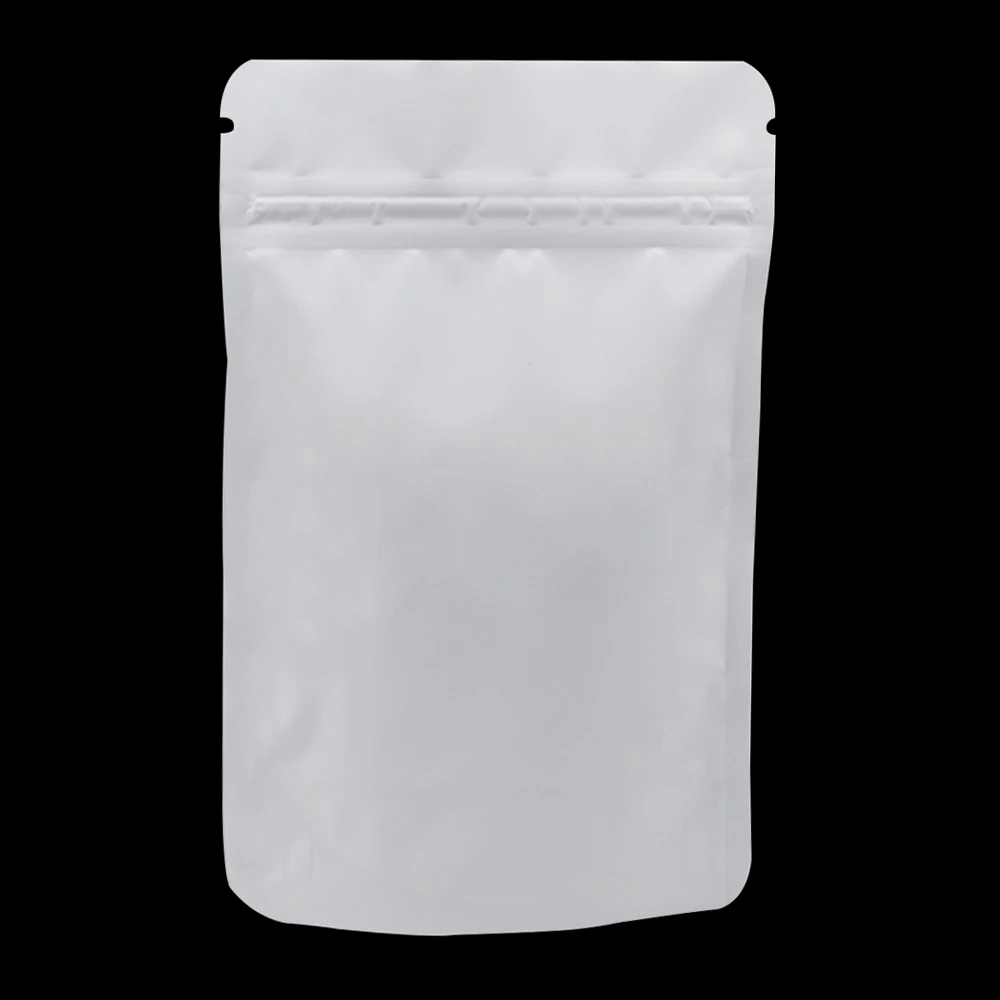 100pcs Lot Matte White Stand Up Aluminum Foil Doypack Zipper Bag Snacks
