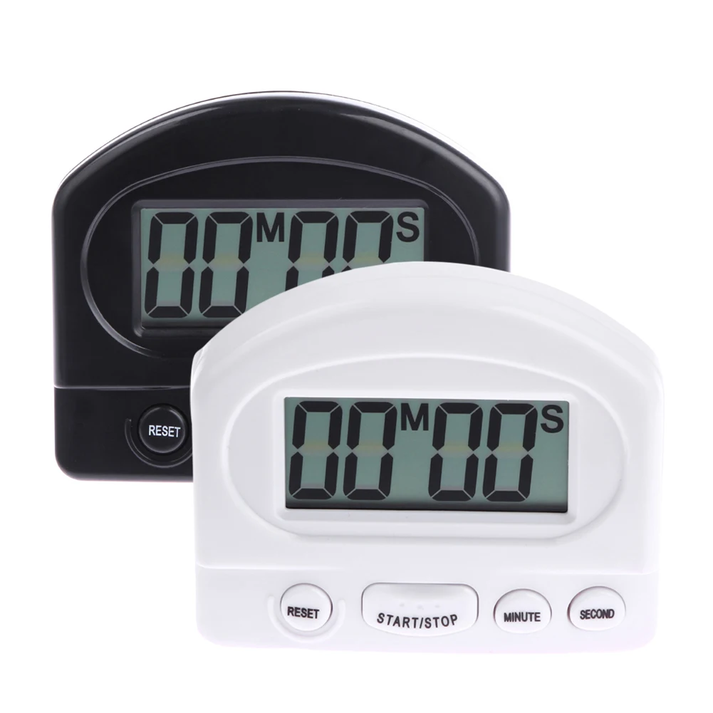 White Black Digital Timer Alarm Clock Countdown Gadgets with Large LCD ...