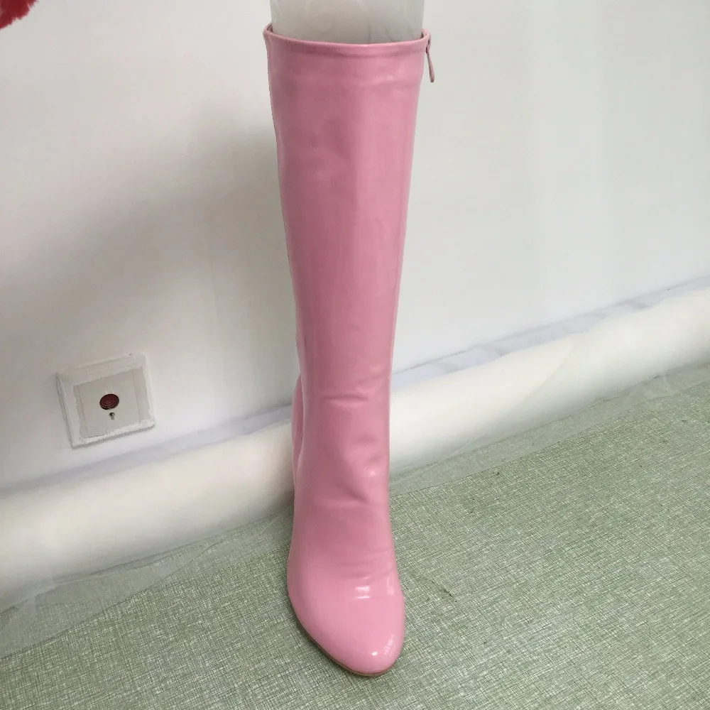 Pink Winter Knee High Boots Women High Heels Ladies Shoes Custom Colors