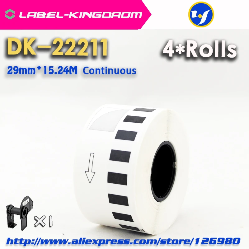 4 Refill Rolls Compatible DK 22211 Label 29mm*15.24M Continuous ...