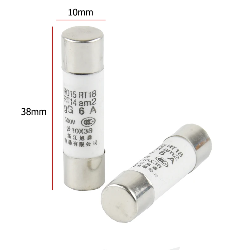 Ucland 10mm x 38mm Quick Fast Blow Ceramic Fuse Link 6A 500V AC RT14 ...