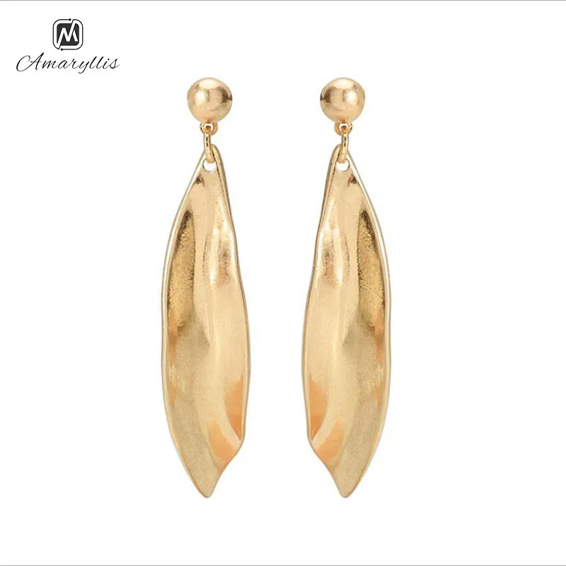 Amaiyllis Chic Metal Geometric Dangle Earrings For Women Irregular Leaf