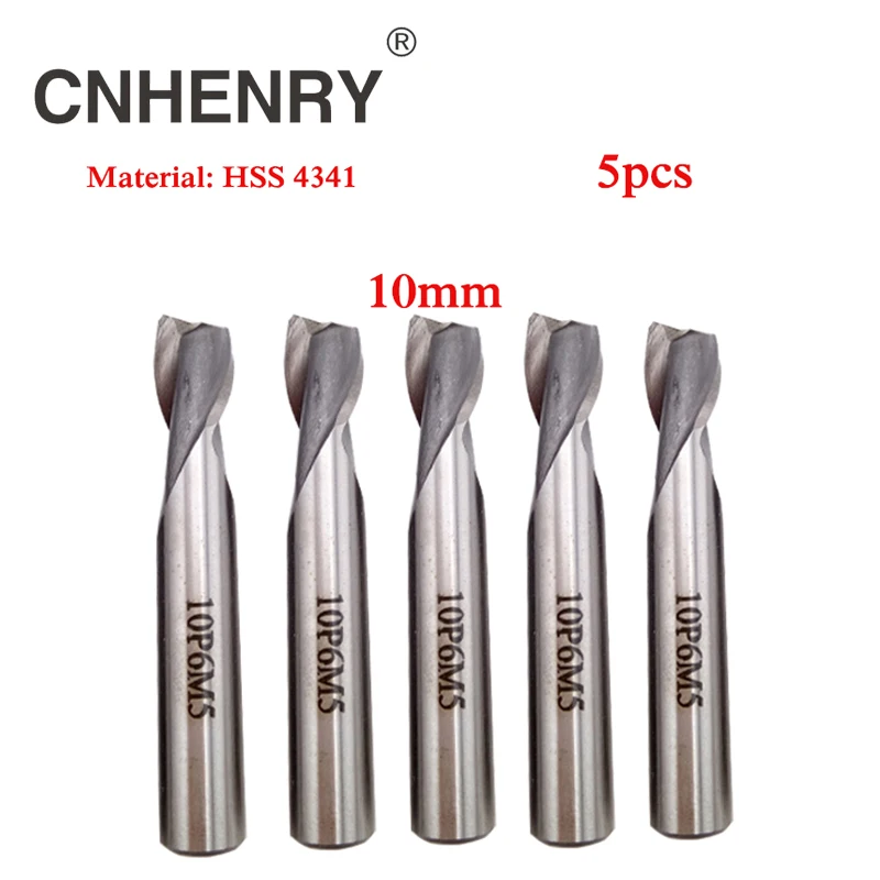 5pcs 2 Flutes 10mm HSS End Mill Router Bit Set Keyway Milling Cutter ...