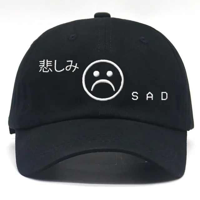 2019 New sad boy cap 100% cotton adjustable sad face embroidery casual ...