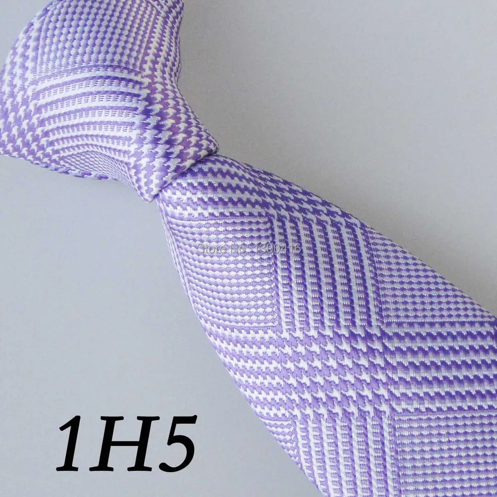 2018 Latest Version Men's Ties Design Necktie White/Light Purple Grid ...