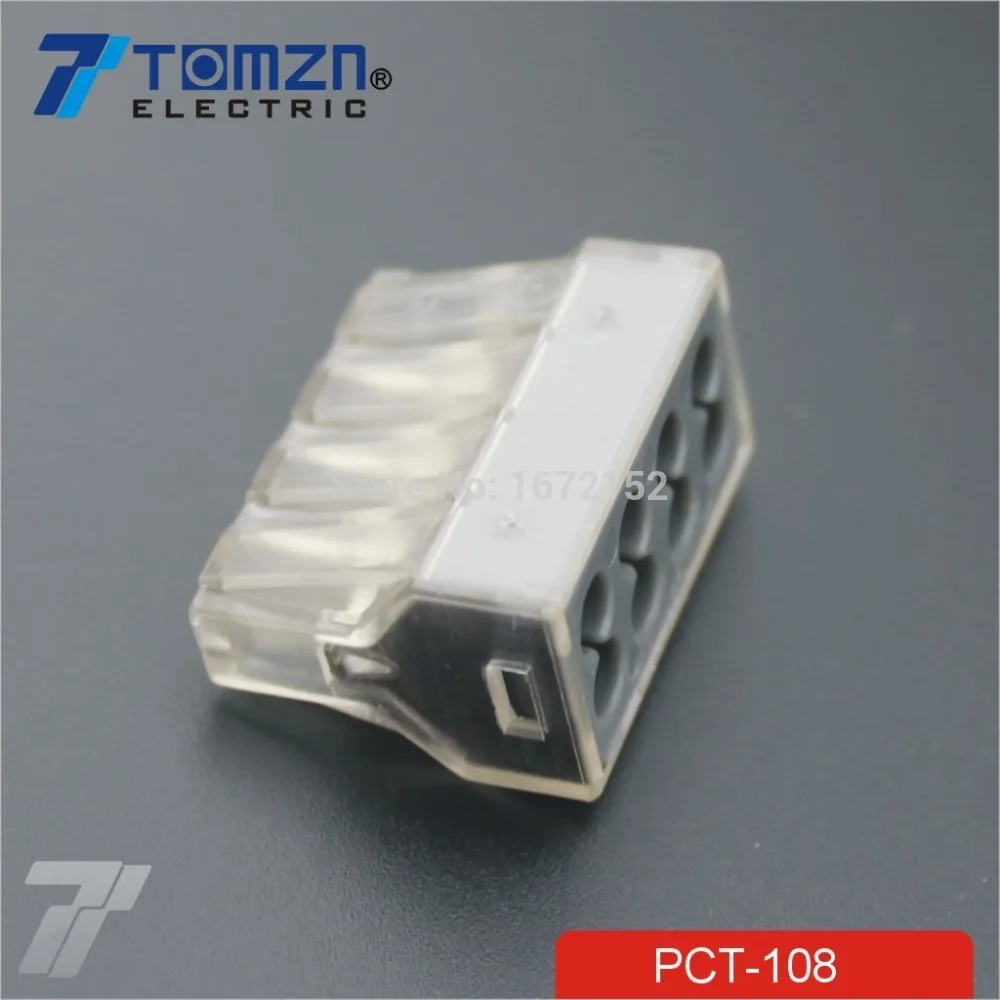 100pcs PCT-108 Push wire wiring cable connector 8 pin conductor ...