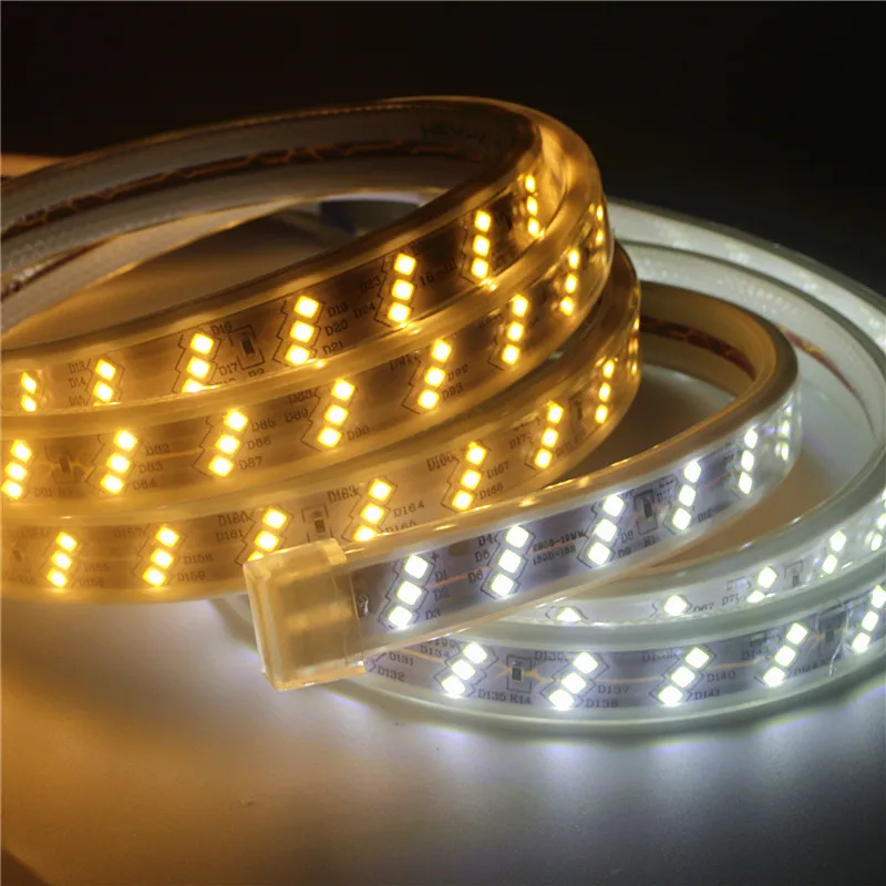 Luz LED resistente al agua 2835 220 V 180 leds/m tres fila tira ...