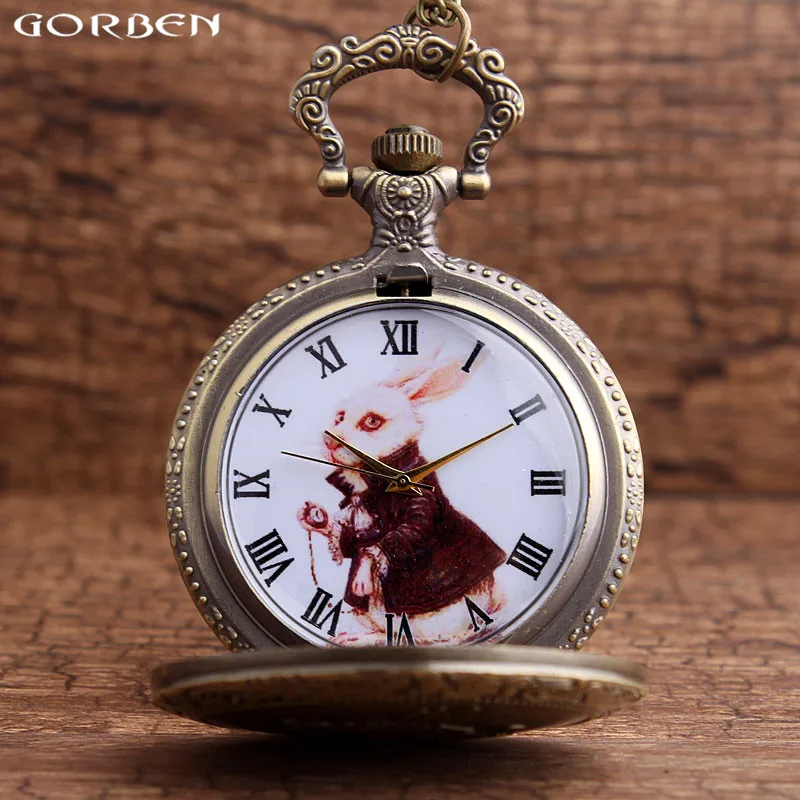 Vintage Alice in Wonderland Rabbit Pocket Watch Necklace For Girls ...
