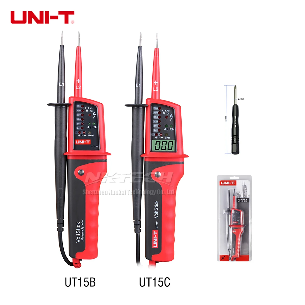 UNIT T UT15C UT15B Waterproof Voltage Detectors Meters Pen Beeper LED ...