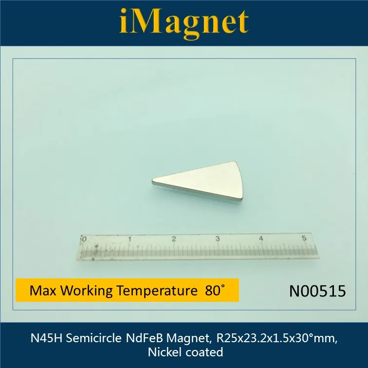 N00515 5ピース半円希土類ネオジム磁石、R25x23.2x1.5x30degreeミリメートル、直方体ndfeb磁石、ホーム ...