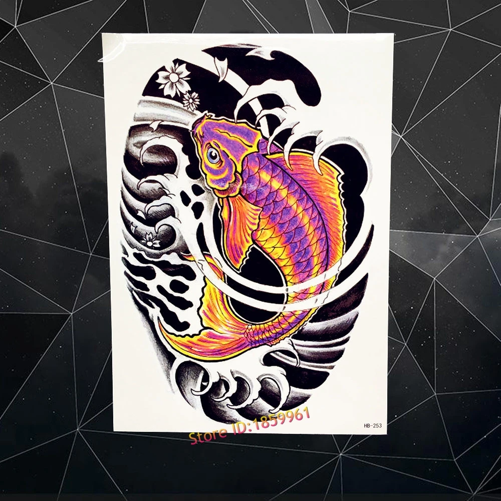Carp Jumping Fish Designs Fake Tattoo Women Body Art Arm Tattoo Carp ...