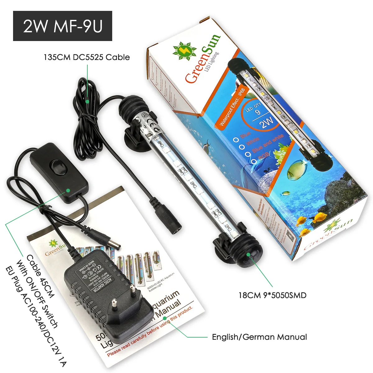 EU/US/UK/AU Plug 18CM 2W Aquarium Light Bar Fish Tank LED Tubes ...