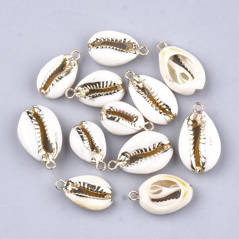 50pcs Electroplate Cowrie Shell Pendants For Diy Jewelry Making ...