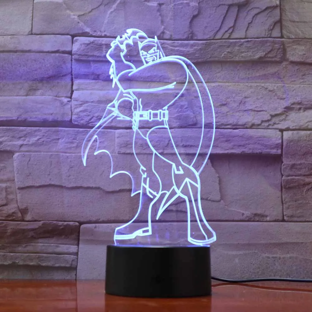 7 Colors Changing Home Atmosphere 3D Batman Table Lamp Led Super Hero ...