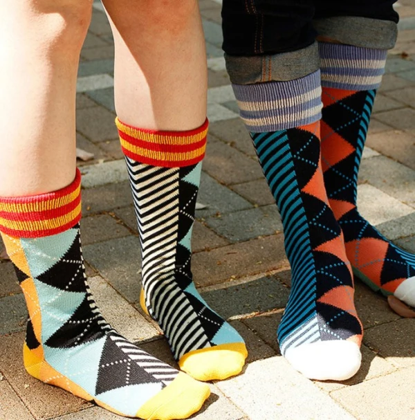 Men's Classic socks calcetines style rhombus Lines long cotton thicken ...