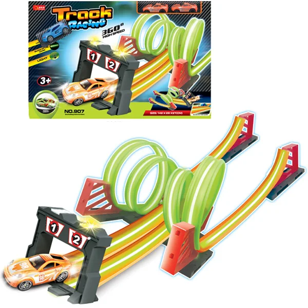 DIY Dual Racing Track Including Car Set ABS Double Tracking Return ...