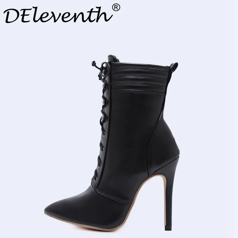 Sexy Women Ankle Boots High Heels Pointed Toe Spring Boots With Fur ...