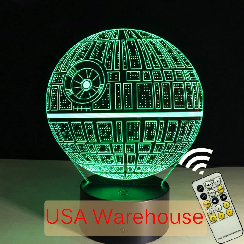 AGM Death Star Star Wars LED 3D Lamp Night Light Luminaria Novelty ...